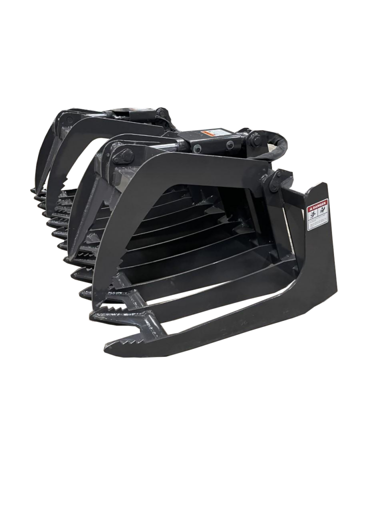 Skid Steer Brush Grapple Bucket with Curved Tips - Melecio Attachments