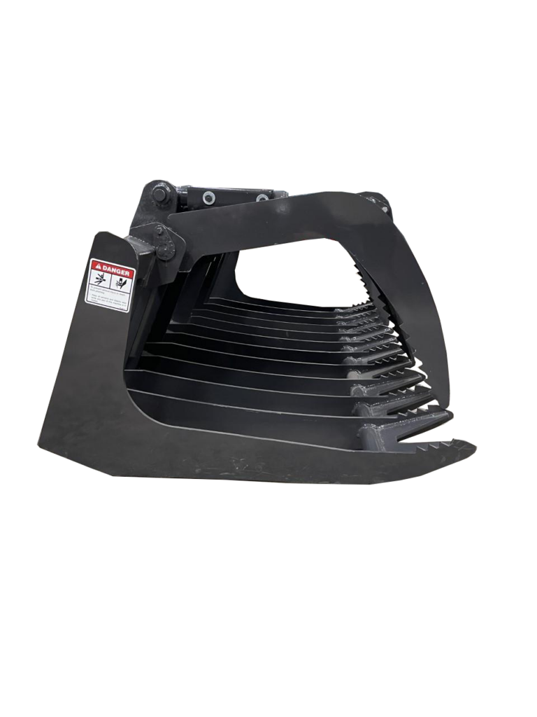 Skid Steer Brush Grapple Bucket with Curved Tips - Melecio Attachments