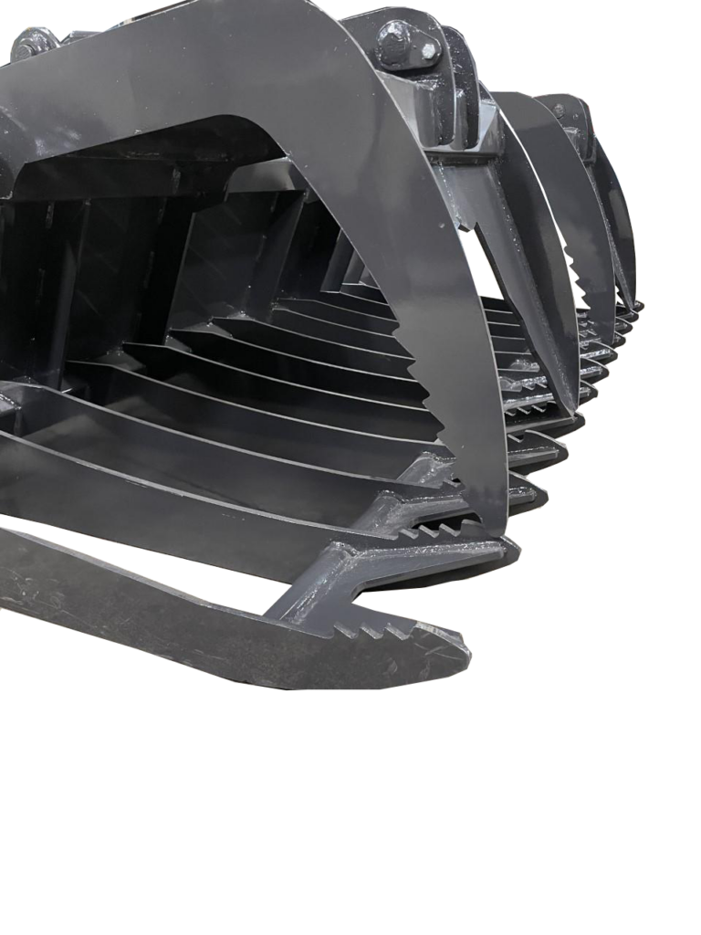 Skid Steer Brush Grapple Bucket with Curved Tips - Melecio Attachments
